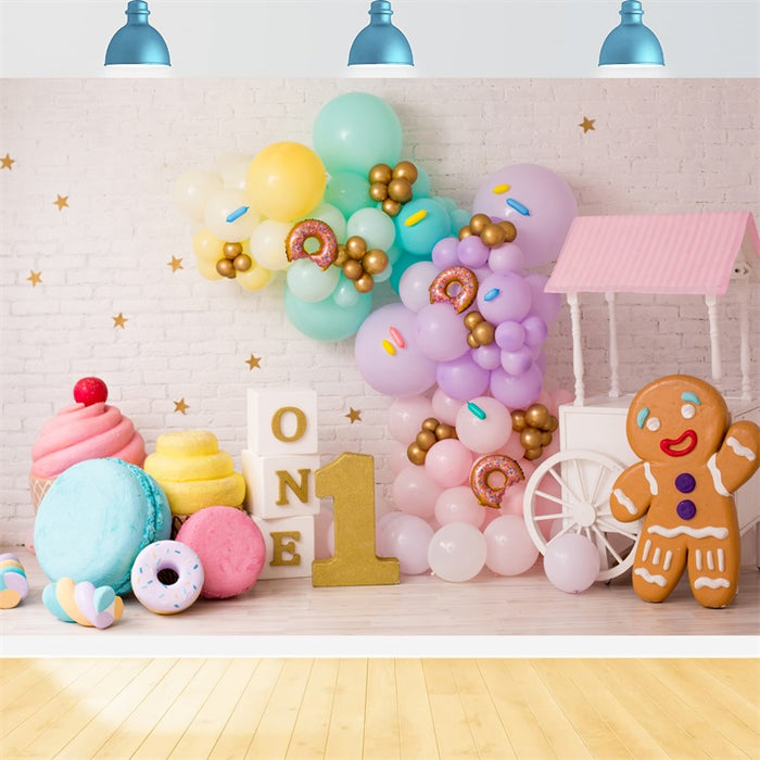 1st Birthday Backdrop Confections Ice Cream Donuts Backdrop BRP10-369