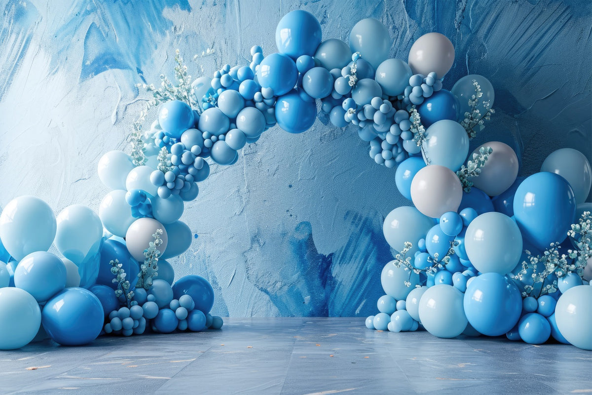 Blue Birthday Backdrop Balloon Arch Backdrop BRP10-375 – Dbackdrop