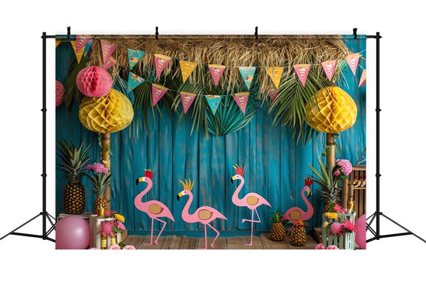 Backdrops For Birthdays Tropical Party Scene Flamingos Backdrop BRP10-