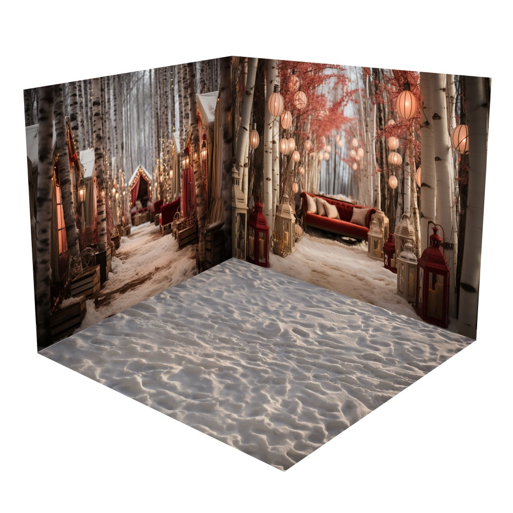 Winter Cabin Birch Forest Pathway Backdrop Room Set BRP10-406 – Dbackdrop