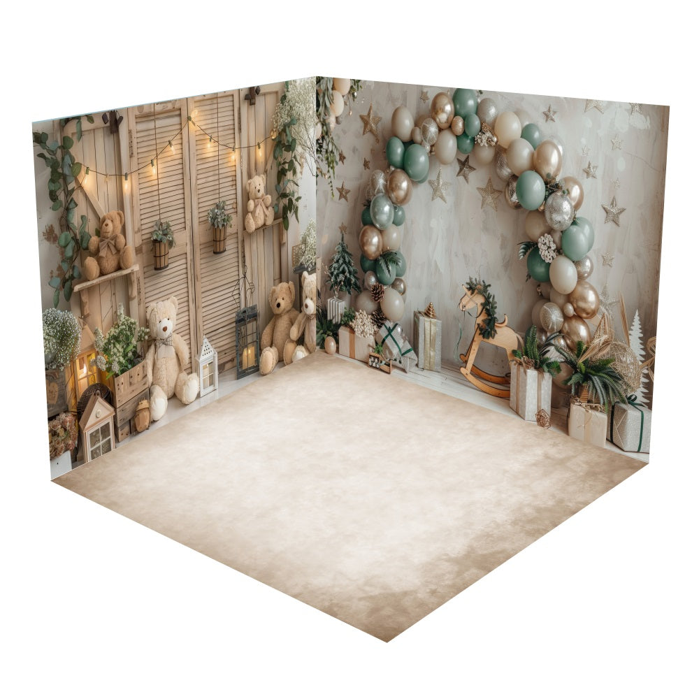 Boho Teddy Bear Balloon Arch Backdrop Room Set BRP10-417 – Dbackdrop
