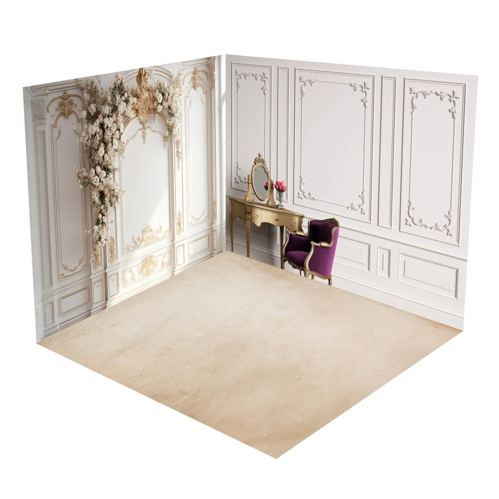 Retro White Wall Vanity Chair Backdrop Room Set BRP10-429 – Dbackdrop