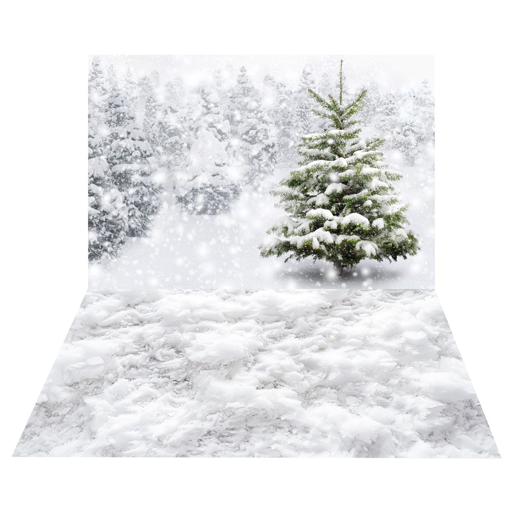 Winter Snowy Pine Tree Backdrop+Frosty Snow Floor Backdrop BRP10-465 ...