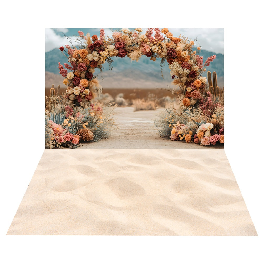 Bohemian Flower Arch Backdrop+Sandy Path Floor Backdrop BRP10-474 ...