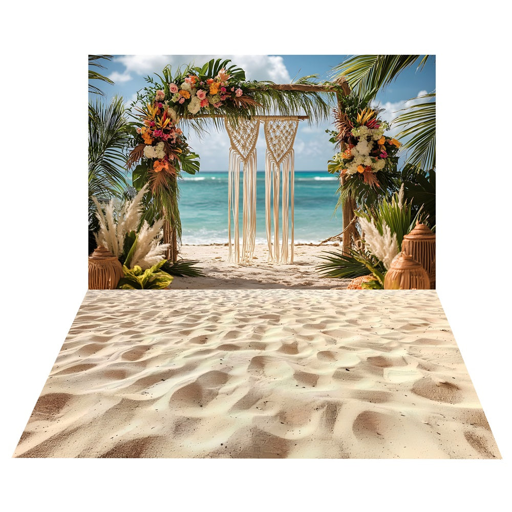 Bohemian Beach Arch Backdrop+Sunny Sand Floor Backdrop BRP10-476 ...
