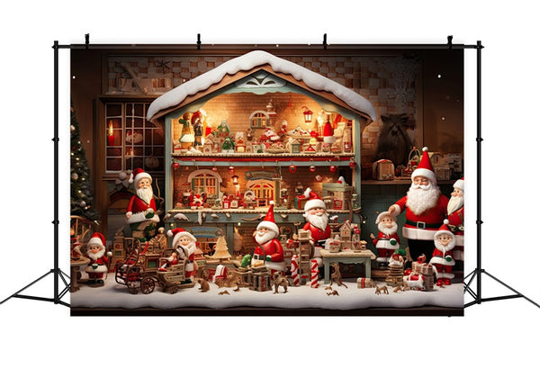 Christmas Backdrop Photography Santa's Workshop Gifts Backdrop BRP10-6