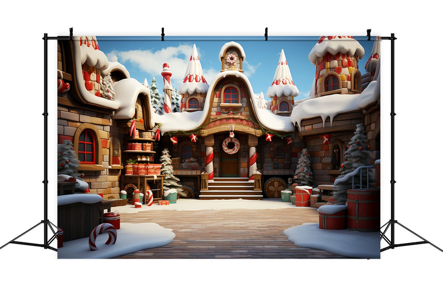 Christmas Backdrop Ideas Santa's Workshop Sweet Treat Factory Backdrop