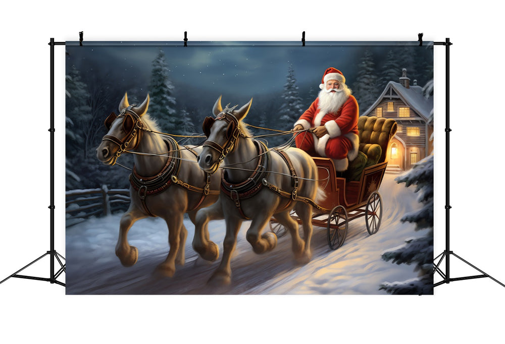 Christmas Photo Booth Backdrop Reindeer Santa's Sleigh Backdrop BRP11-