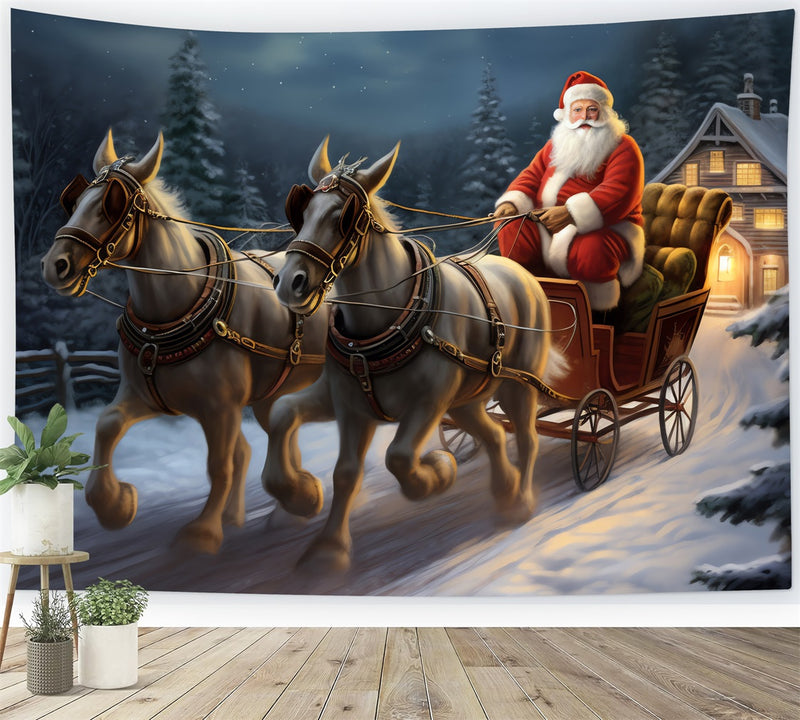 Christmas Photo Booth Backdrop Reindeer Santa's Sleigh Backdrop BRP11-