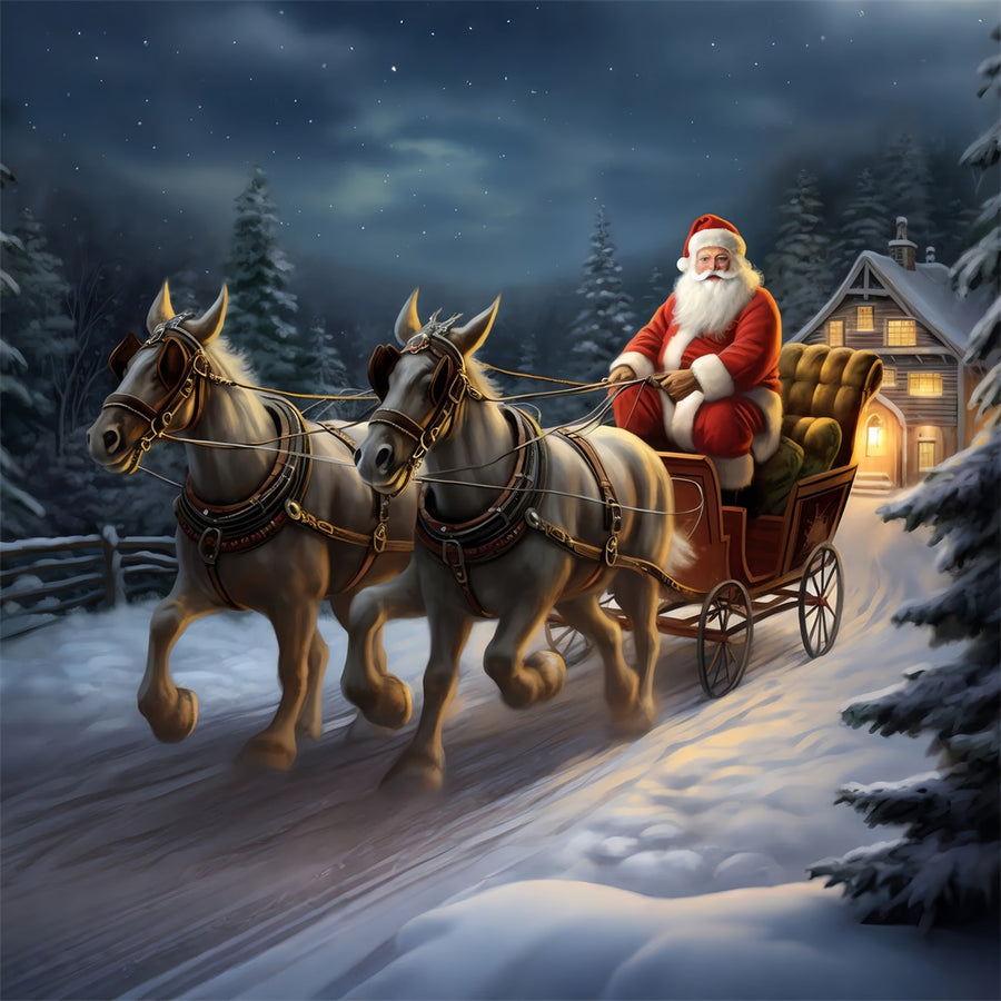 Christmas Photo Booth Backdrop Reindeer Santa's Sleigh Backdrop BRP11-