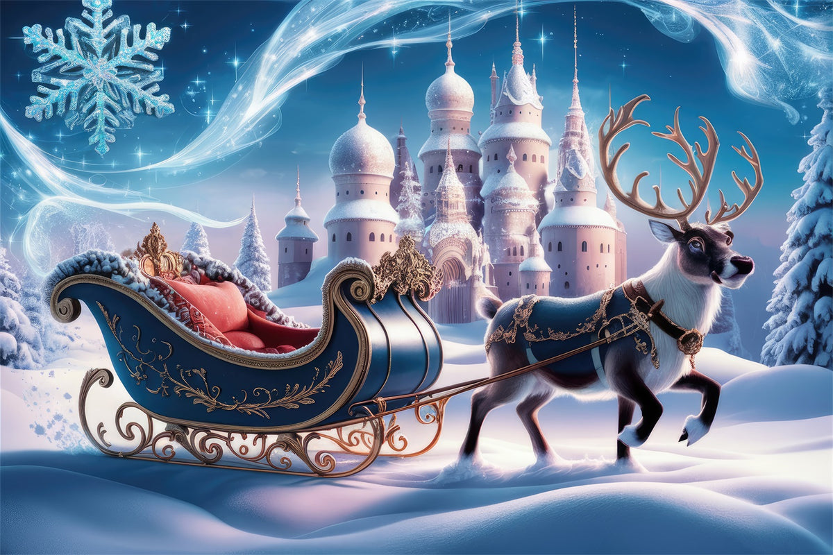 Christmas Picture Backdrops Wonderland Castle Sleigh Reindeer Backdrop ...