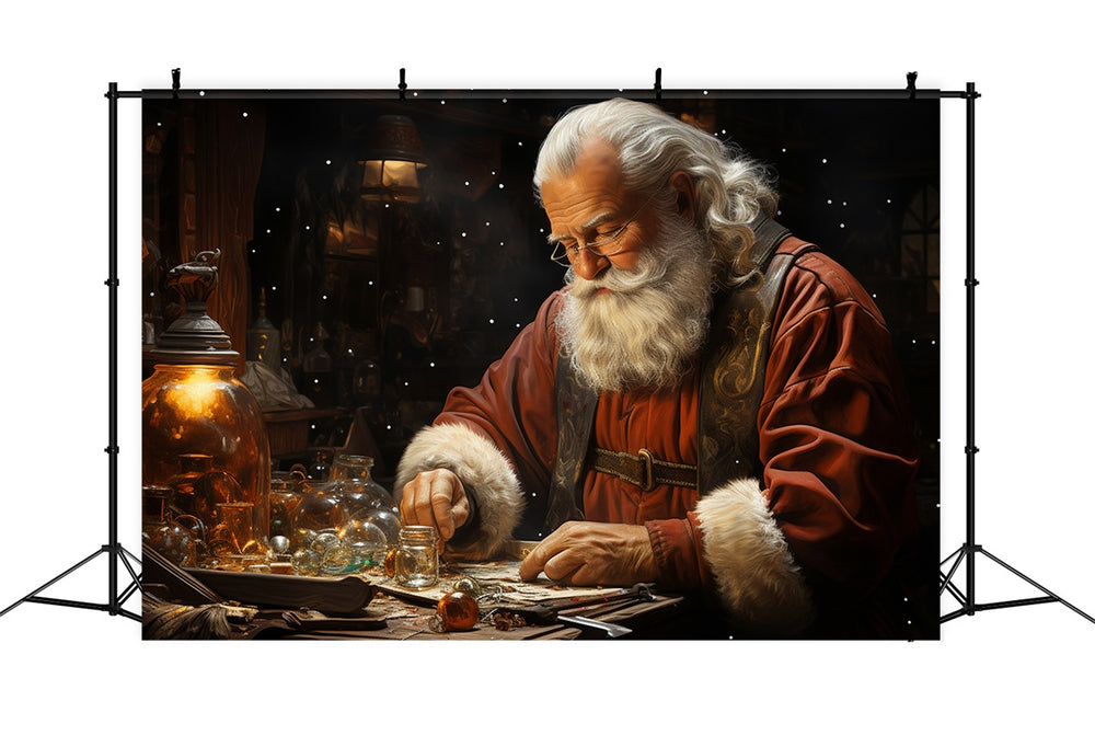 Christmas Scene Backdrop Santa Handcrafted Ornaments Backdrop BRP11-13