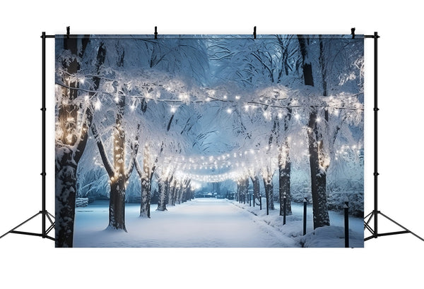 Backdrop Winter Wonderland Snowy Path Illuminated Lights Backdrop BRP1