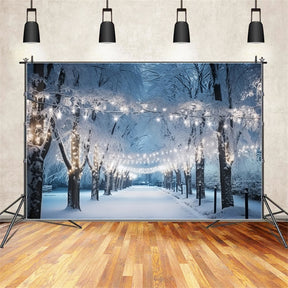 Backdrop Winter Wonderland Snowy Path Illuminated Lights Backdrop BRP1
