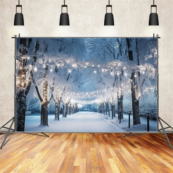 Backdrop Winter Wonderland Snowy Path Illuminated Lights Backdrop BRP1