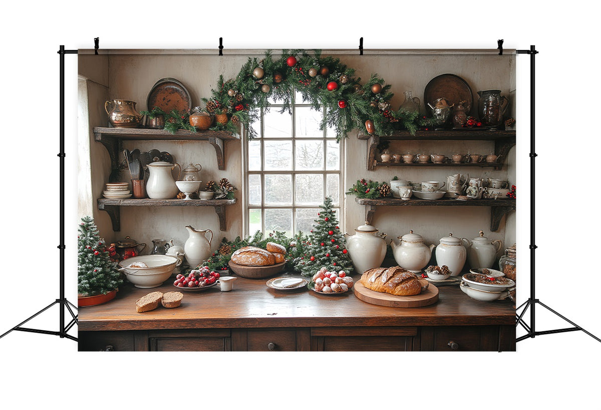 Christmas Picture Backdrop Kitchen Display Bread Loaves Backdrop BRP11
