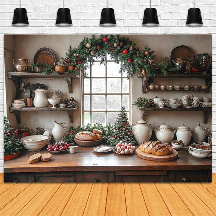 Christmas Picture Backdrop Kitchen Display Bread Loaves Backdrop BRP11