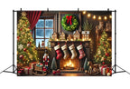 Christmas Fireplace Backdrops Nutcracker Stocking Festive Backdrop BRP