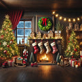 Christmas Fireplace Backdrops Nutcracker Stocking Festive Backdrop BRP