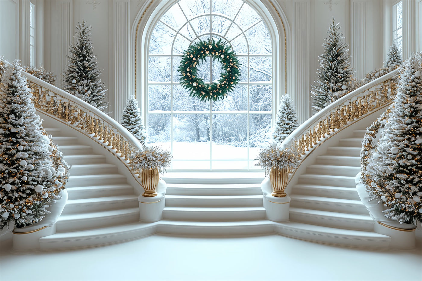 Backdrop Christmas White Staircase Celebration Backdrop BRP11-243
