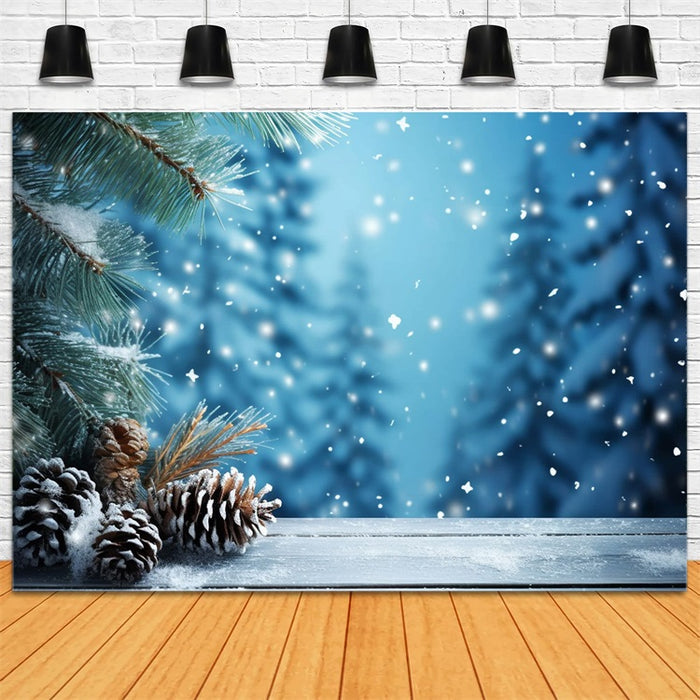 Winter Backdrop Photography Snowy Pinecones Branches Backdrop BRP11-27
