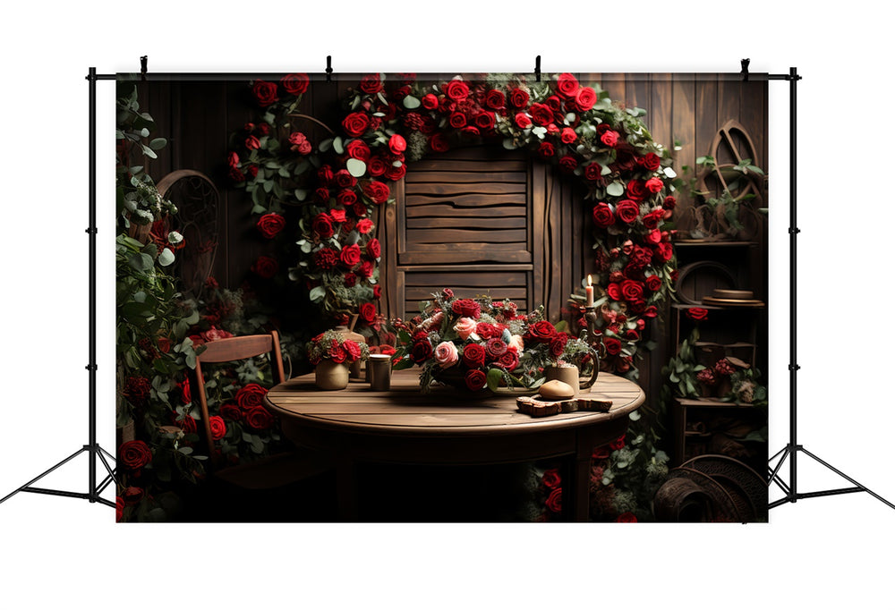 Backdrop For Valentine Table Decor Red Roses Backdrop BRP11-294