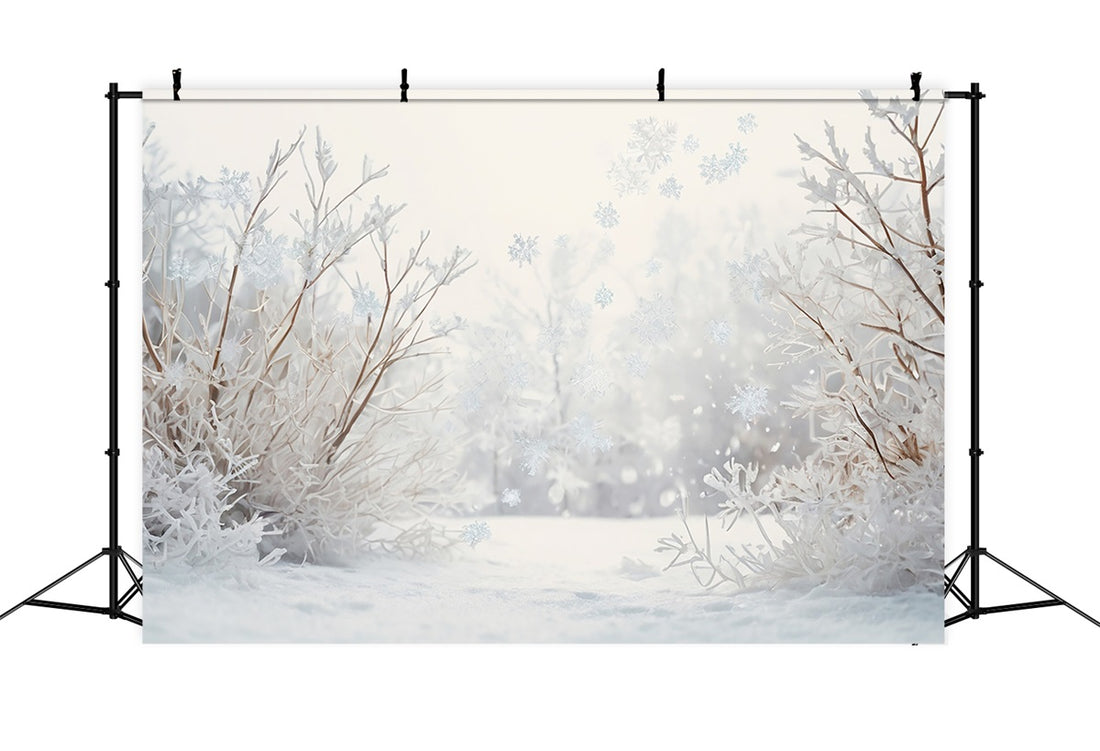 Winter Scene Backdrop Snowy Meadow Branches Backdrop BRP11-30