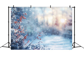 Winter Photo Backdrops Frosty Berries Sparkling Light Backdrop BRP11-3