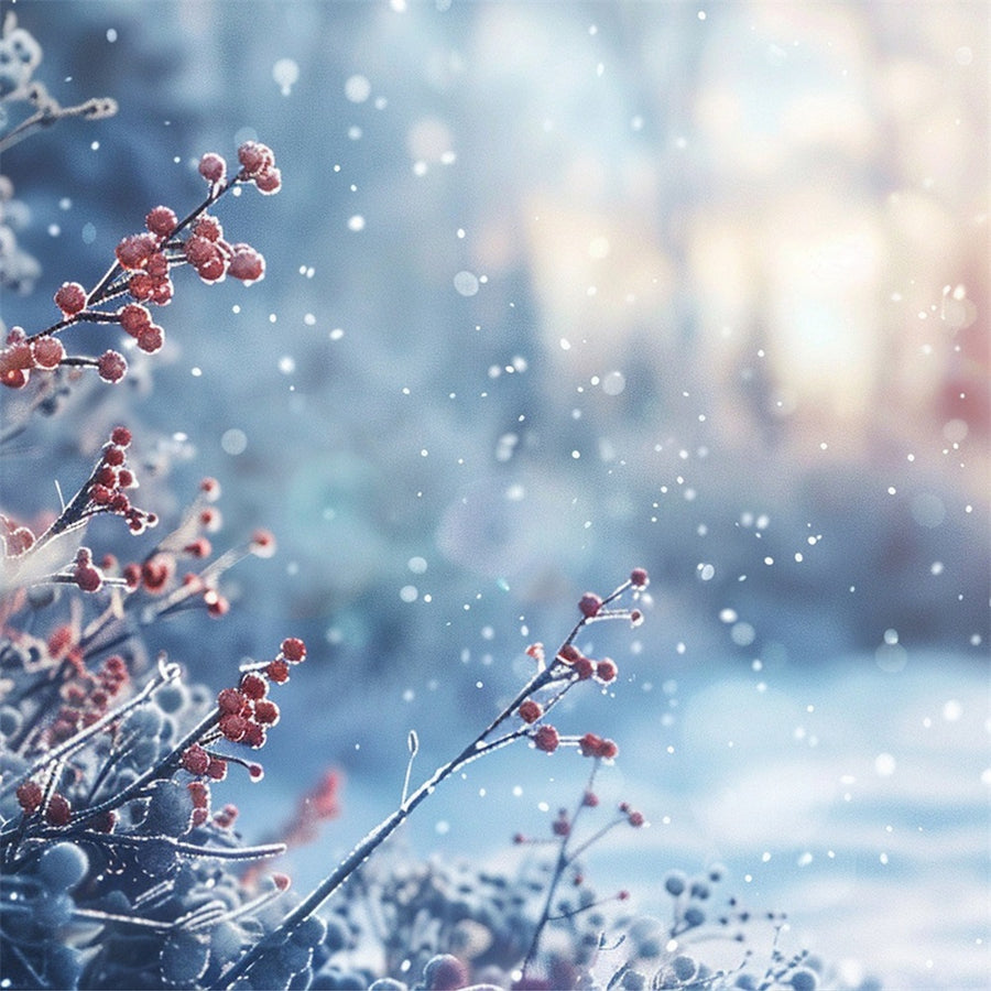 Winter Photo Backdrops Frosty Berries Sparkling Light Backdrop BRP11-3