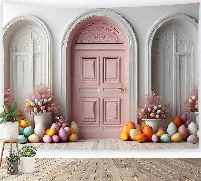 Easter Photo Booth Backdrop Door Surrounded Eggs Backdrop BRP11-334