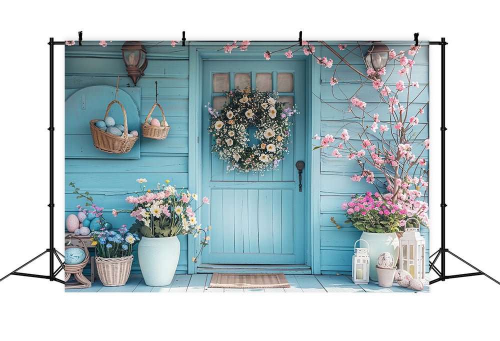 Easter Picture Backdrop Ideas Eggs Blooming Wreath Backdrop BRP11-359