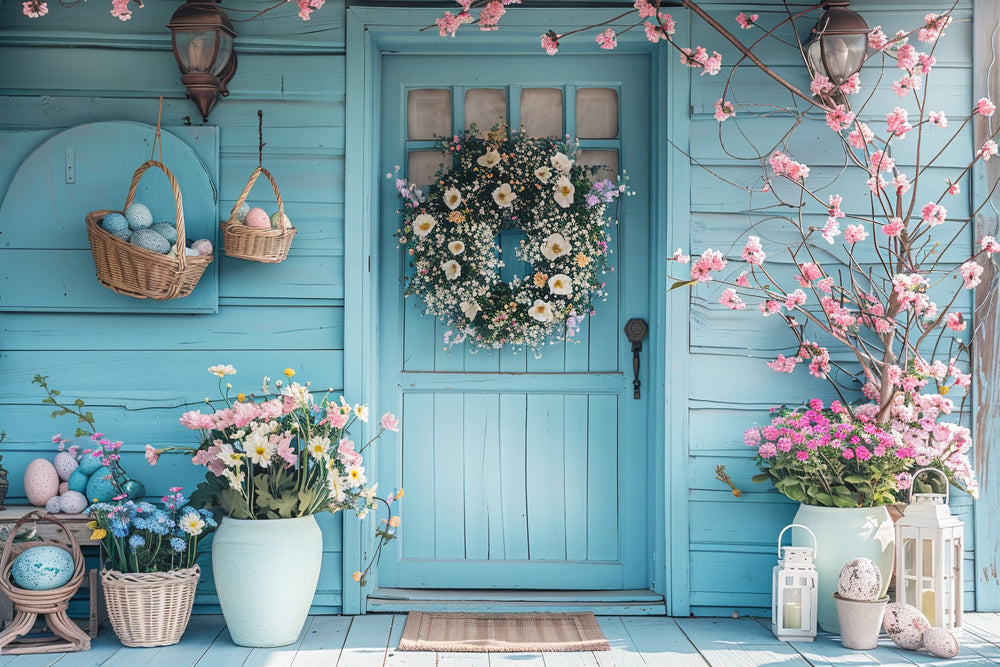 Easter Picture Backdrop Ideas Eggs Blooming Wreath Backdrop BRP11-359