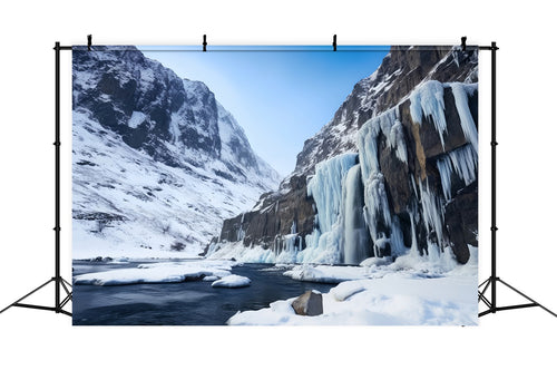 Winter Scene Backdrops Majestic Ice-Covered Waterfall Backdrop BRP11-3
