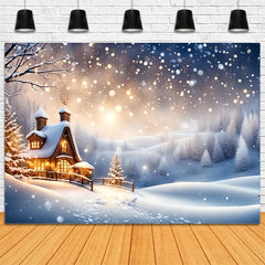 Winter Backdrop Ideas Cottage Nestled Snowy Landscape Backdrop BRP11-3