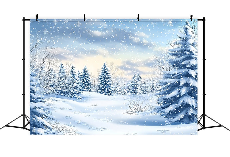 Winter Snow Backdrop Forest Snowfall Peaceful Serenity Backdrop BRP11-