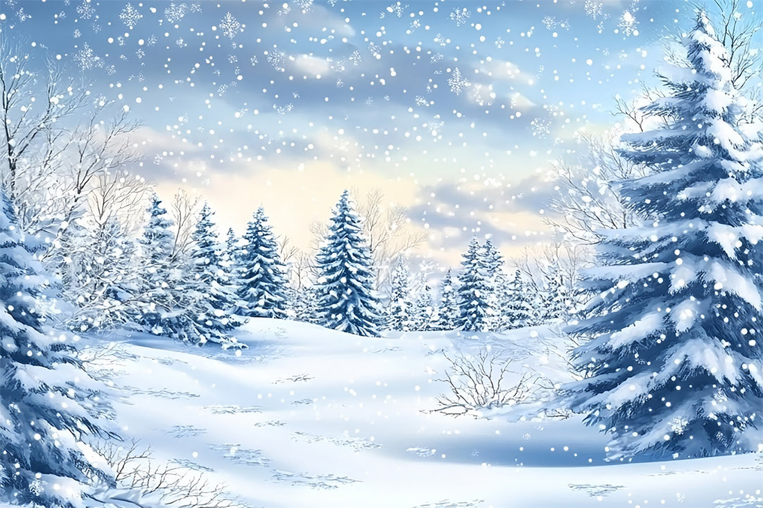 Winter Snow Backdrop Forest Snowfall Peaceful Serenity Backdrop BRP11-