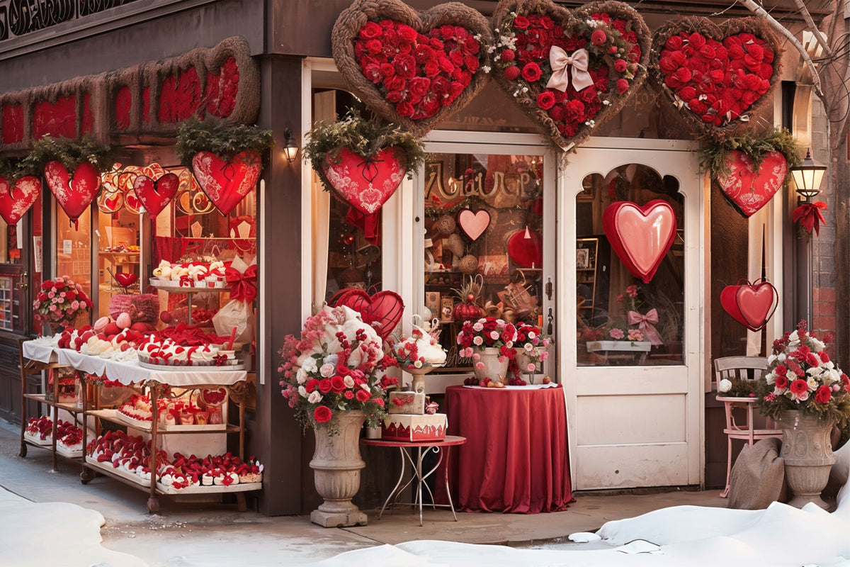 Valentine's Photo Backdrop Love-Inspired Window Heart Shaped Backdrop