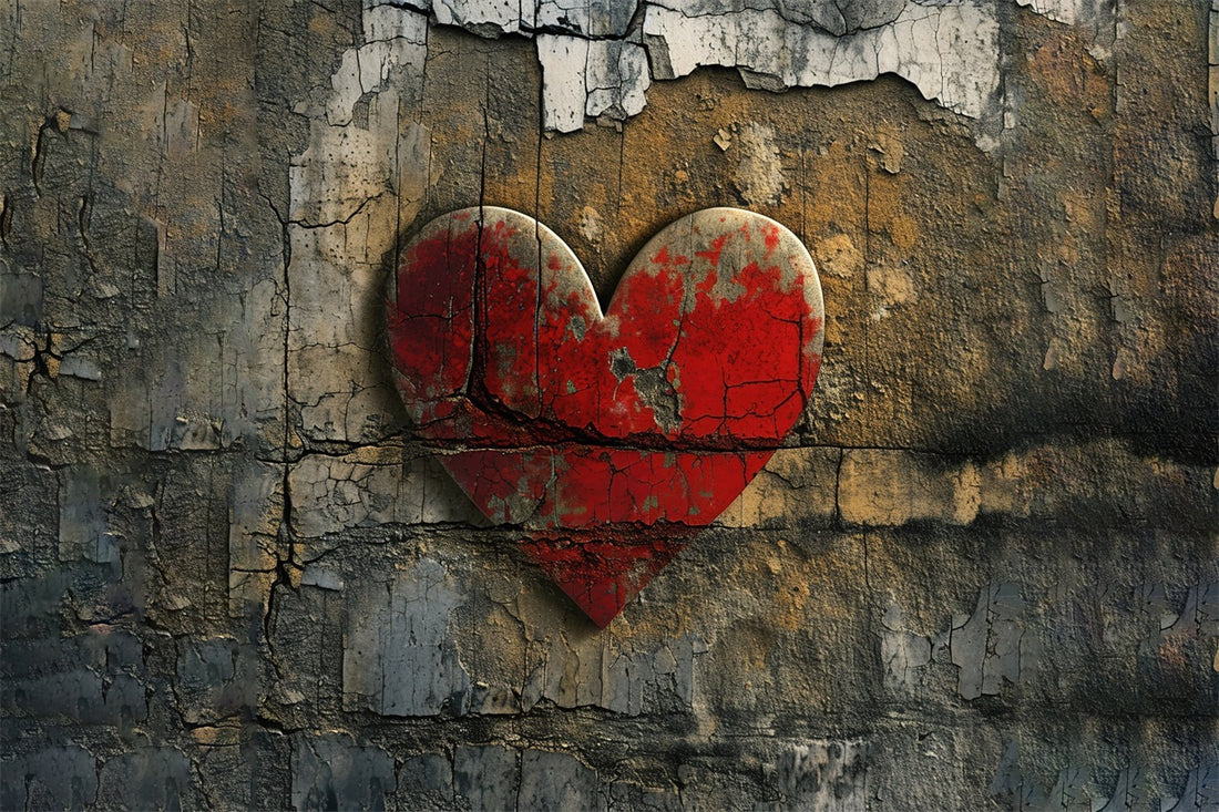 Photography Valentines Backdrops Cracked Red Heart Wall Backdrop BRP11