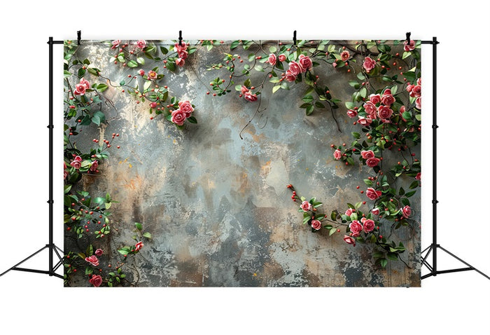 Photobooth Valentines Backdrop Floral Vines Painted Wall Backdrop BRP1