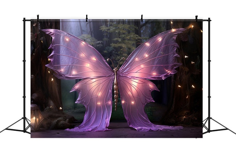 Valentines Day Backdrops Purple Butterfly Enchanted Lights Backdrop BR
