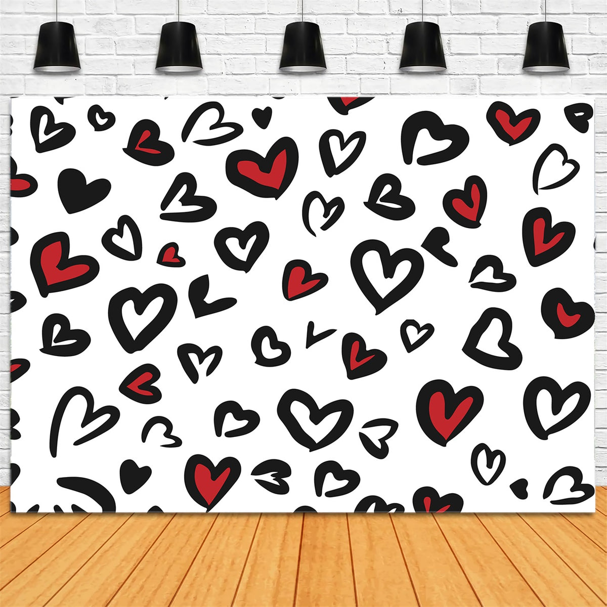 Valentine's Day Photography Backdrops Hand-Drawn Heart Love Backdrop B