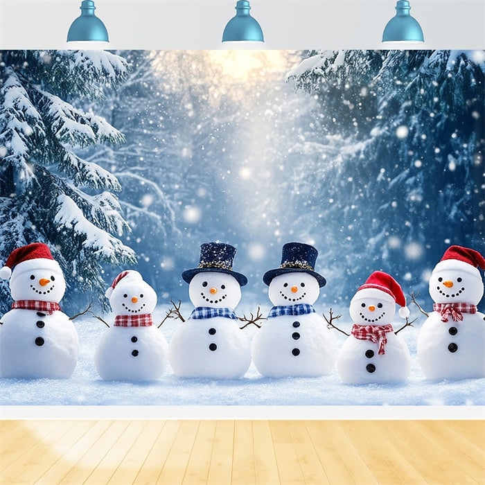 Winter Photo Backdrop Cheerful Snowmen Festive Backdrop BRP11-45