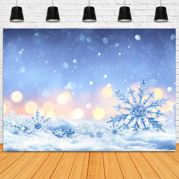Winter Backdrop Snowy Night Frosted Snowflakes Backdrop BRP11-460