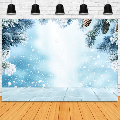 Winter Photo Backdrop Snowy Trees Falling Snowflakes Backdrop BRP11-46
