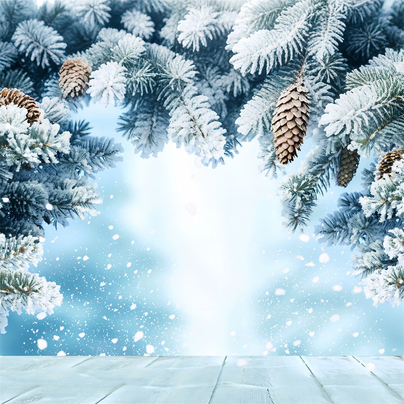 Winter Photo Backdrop Snowy Trees Falling Snowflakes Backdrop BRP11-46