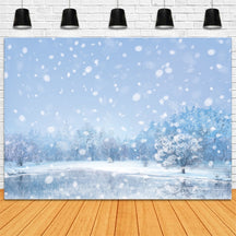 Winter Backdrops Snow-Covered Trees Falling Snowflakes Backdrop BRP11-