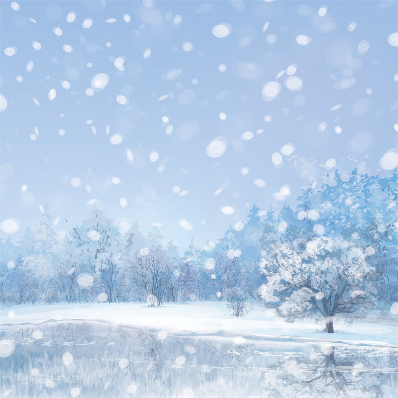 Winter Backdrops Snow-Covered Trees Falling Snowflakes Backdrop BRP11-