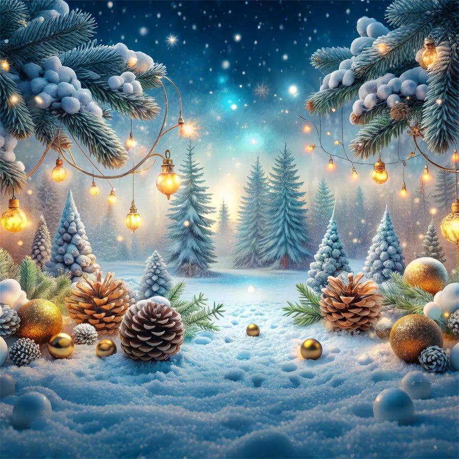 Winter Backdrops Forest Golden Decorations Frosted Pines Backdrop BRP1