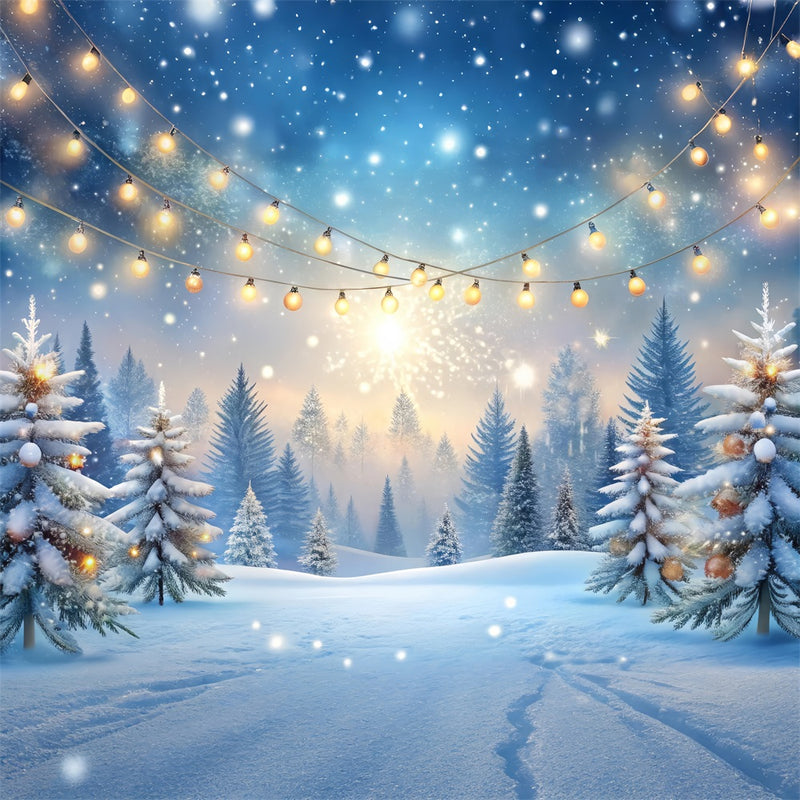 Winter Forest Backdrop Glimmering Lights Frosted Trees Backdrop BRP11-