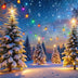 Winter Backdrop Scenes Colorful Lights Snowy Trees Backdrop BRP11-485